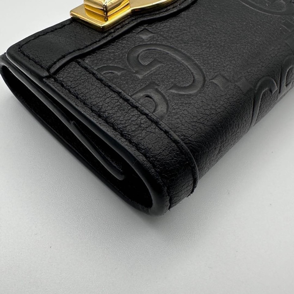 Gucci 6 Ring Key Case Interlocking GG Motif GG Logo Leather Gold ...