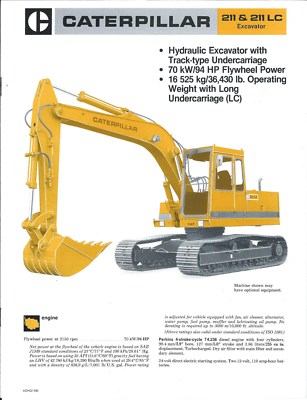 Equipment Brochure - Caterpillar - 211 - 211 LC - Excavator - c1986 ...