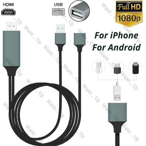 1080P HDMI Mirroring Cable Phone to TV HDTV Adapter Cord for iPhone ...