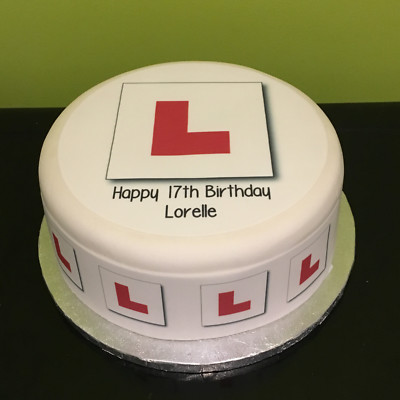 17th Birthday L Plates pre-cut Edible Icing Cake Topper or Ribbon | eBay UK