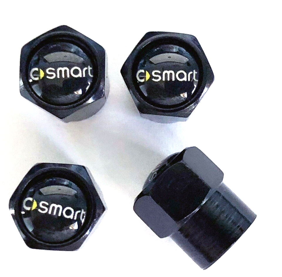 Black Smart Car Wheel Valve Caps. Fortwo, Fourfour, Roadster, SMART 1 ...