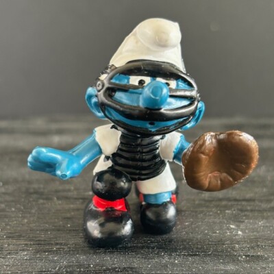 Smurfs 20146 Baseball Catcher Smurf Vtg Figure PVC Schleich Peyo Sports ...