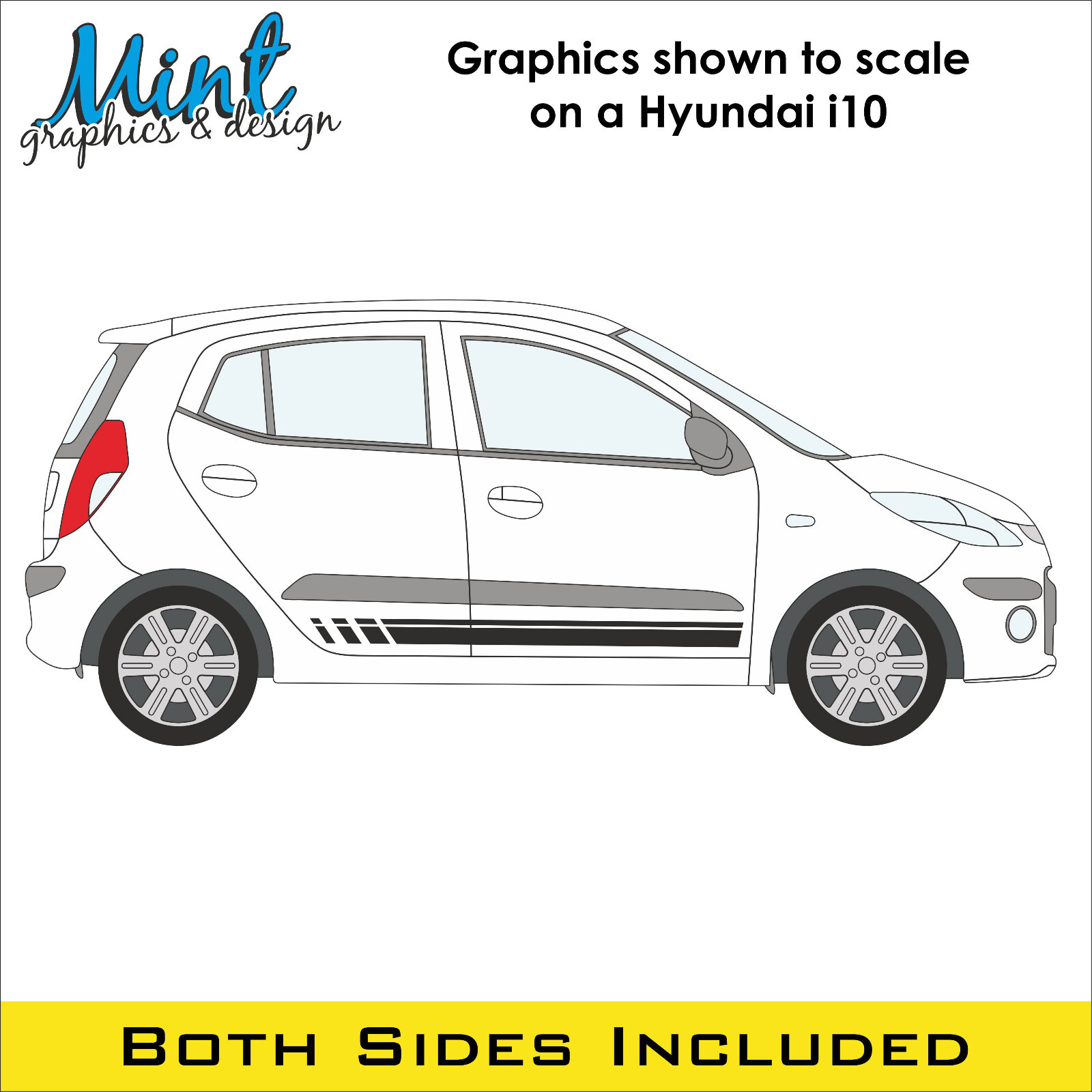 HYUNDAI i10 Side Stripes FITS ALL MODELS Decals Stickers Graphics FREE ...