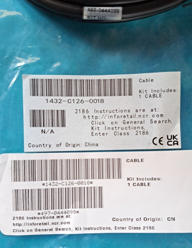 NCR 1432-C126-0018 497-0444099 CD-096A Kick Cable for 2186 Cash Drawer ...