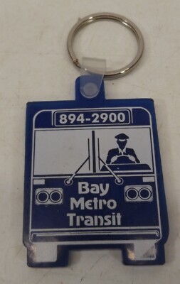 Bay Metro Transit Blue Rubber Keychain Bay City Michigan Bus Shaped | eBay