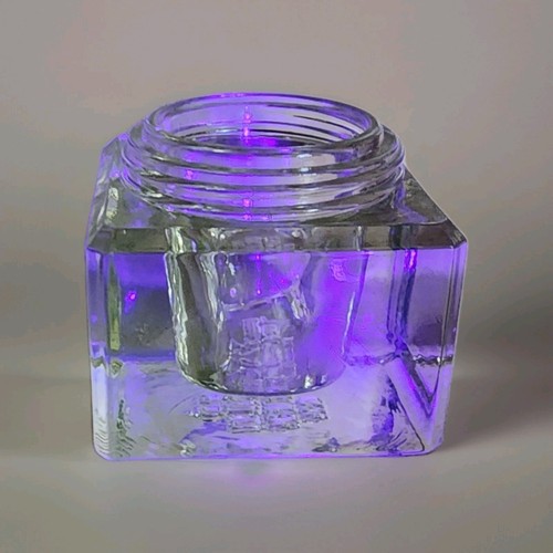 Vintage Glass Ink Well Ink Pen Antique Square Cut Beveled Manganese ...