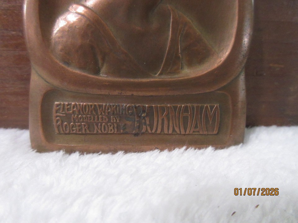 Small Copper & Metal Plaque Eleanor Waking Modelled by Roger Noble ...