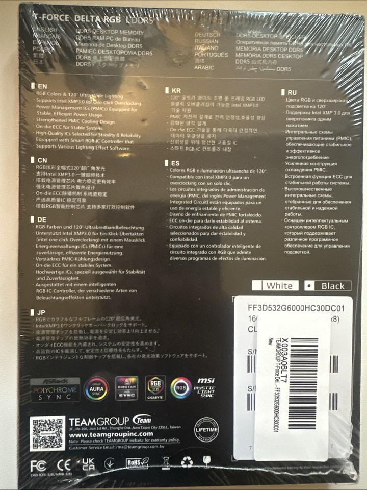 TEAMGROUP T-Force Delta RGB DDR5 Ram 32GB (2x16GB) 6000MHz Never Used ...
