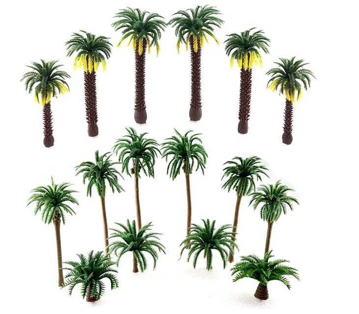 16 Plastic Tropical Coconut Palm Trees for Model Trains and Fairy ...