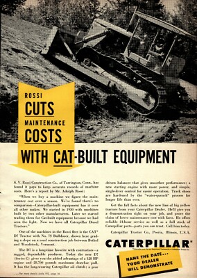 1956 Caterpillar Tractor Print Advertisement: D7 Tractor w No. 7s ...