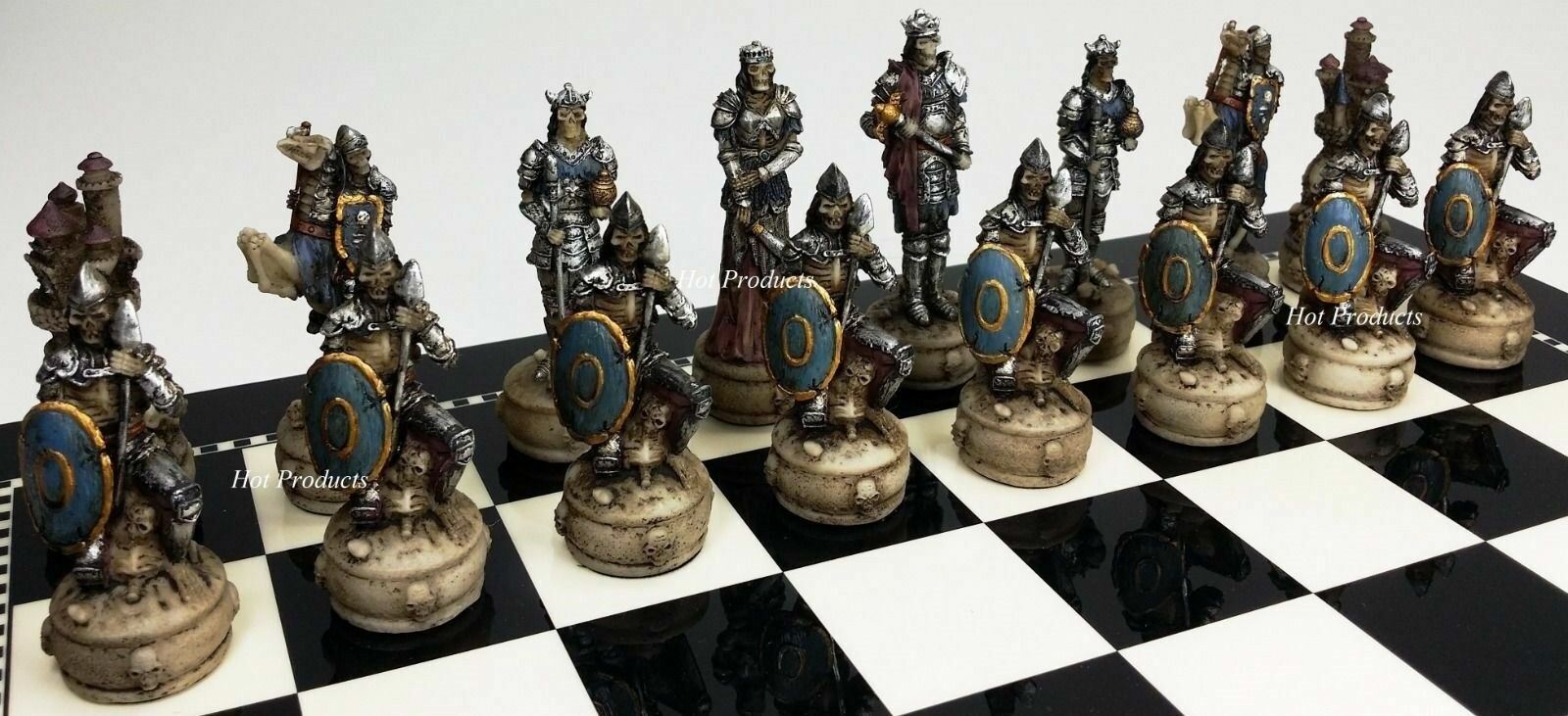 Skeleton Slayer Gothic Fantasy Skull Chess Men Set - No Board | eBay