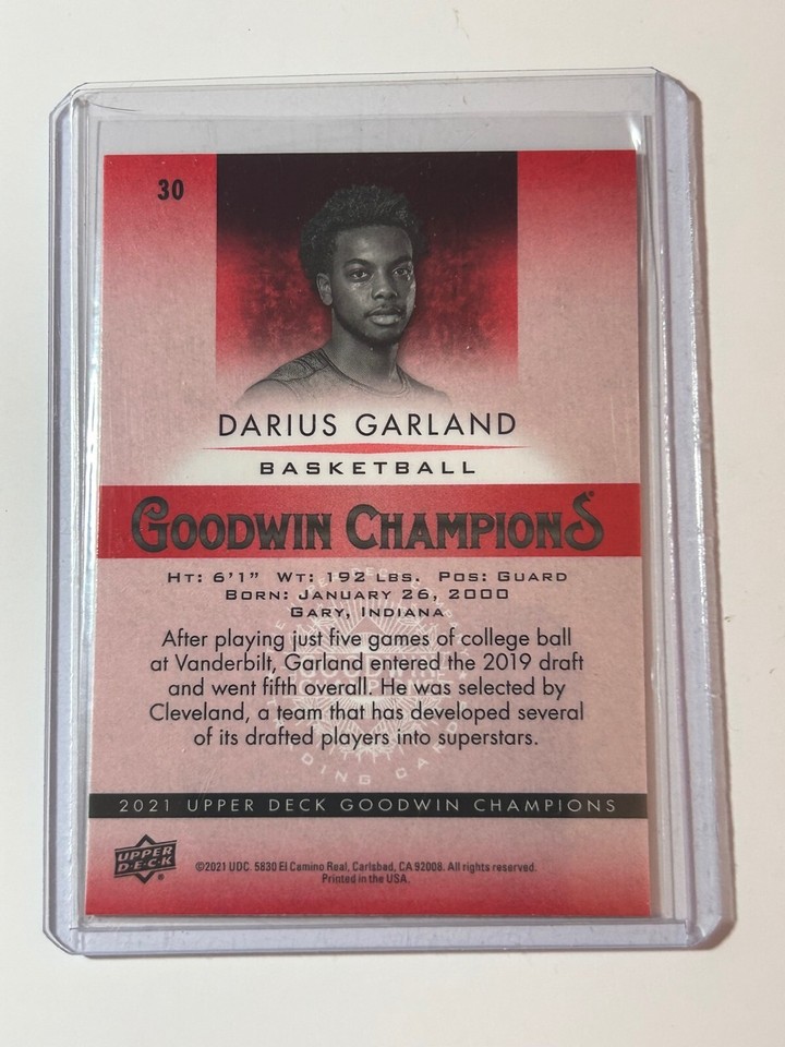 2021 GOODWIN CHAMPIONS BASKETBALL DARIUS GARLAND RED SP FOIL CLEVELAND ...