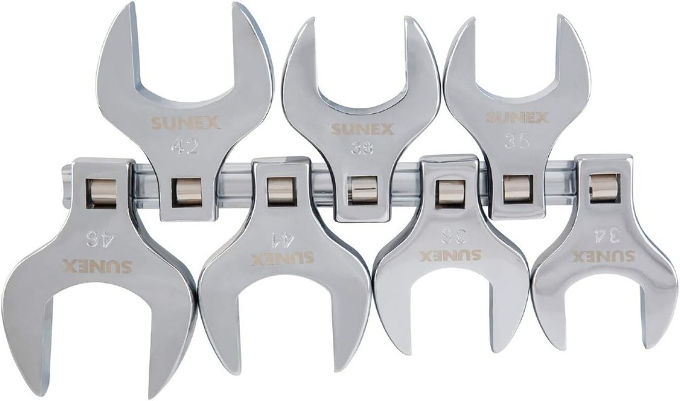 Fully Polished Crowfoot Wrench Set 7-Piece 34mm-46mm with Storage Rail ...