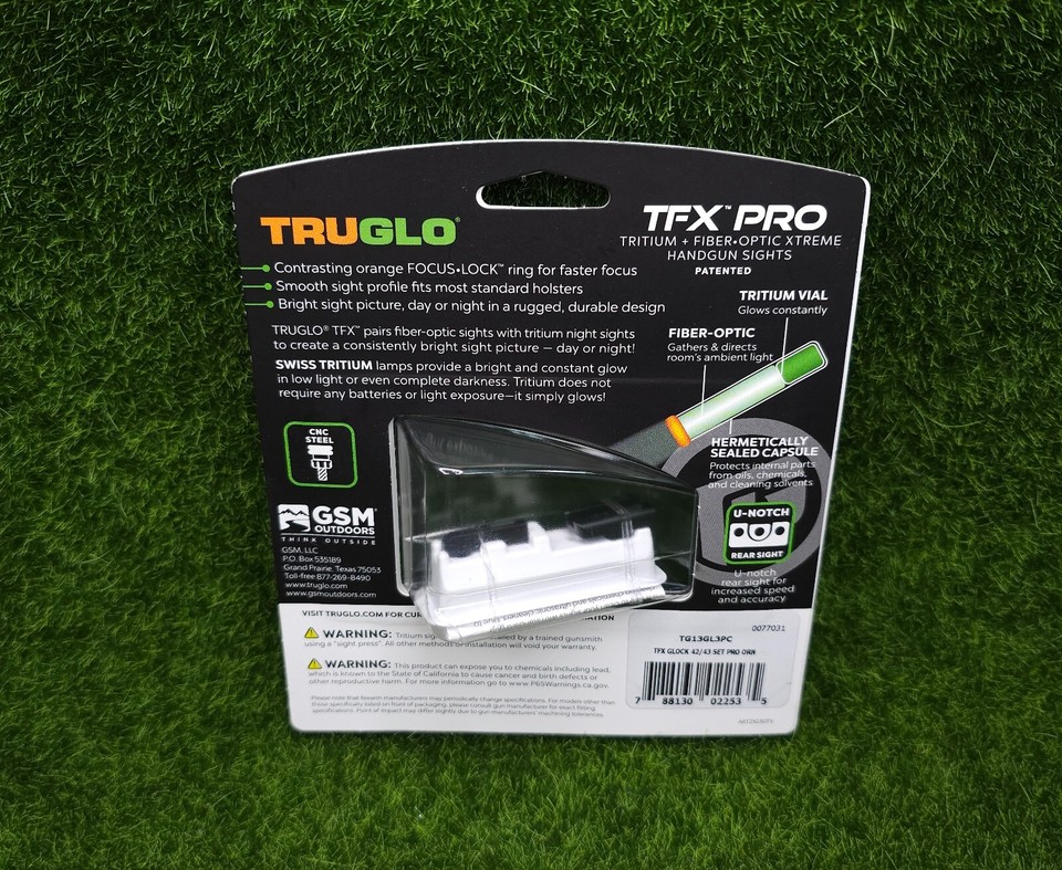 TruGlo TFX Pro Night Sight Glock 42 43 43X 48 Tritium/Fiber Optic ...