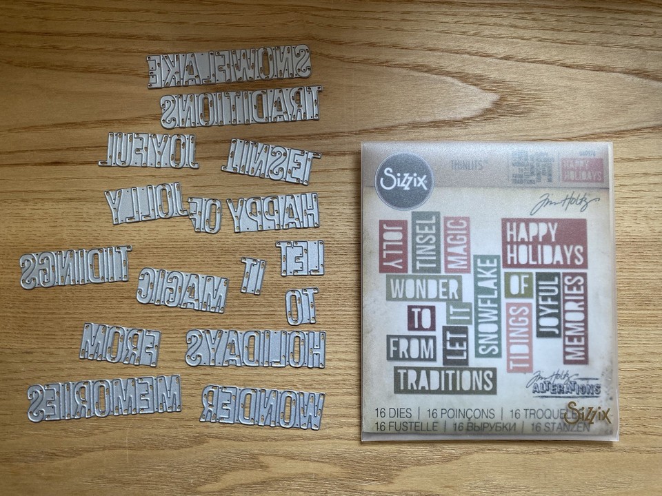 Sizzix Thinlits Tim Holtz Alterations Word/Borders Christmas Steel Die Bundle | eBay UK