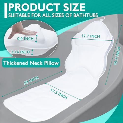 Luxury Thick Full Body Bath Pillows Mat & Cushion for Bathtub Headrest ...