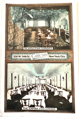 Vintage Postcard Caruso Neapolitan Garden Restaurant c.1940 in NYC A3 ...