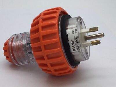 CLIPSAL 56P310SL Plug Top Straight 3 Pin 10A 250V IP66 2 Flat & Round ...