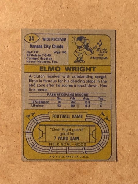 1974 Topps - #34 Elmo Wright (RC) for sale online | eBay