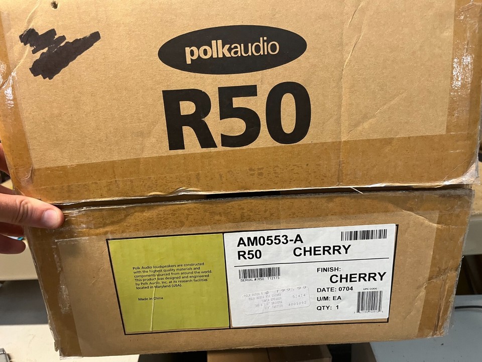 New, Open Box Polk Audio R50 Standing Tower Floor Speaker Cherry Finish ...