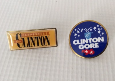 Vintage Bill Clinton Al Gore Pins Brooches 90s Carpenters For Democrats ...