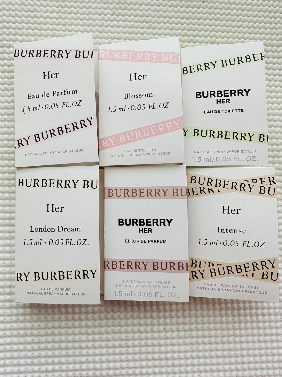 Burberry Her Perfume Collection Sample Size 6pcs (Her Blossom, Intense ...