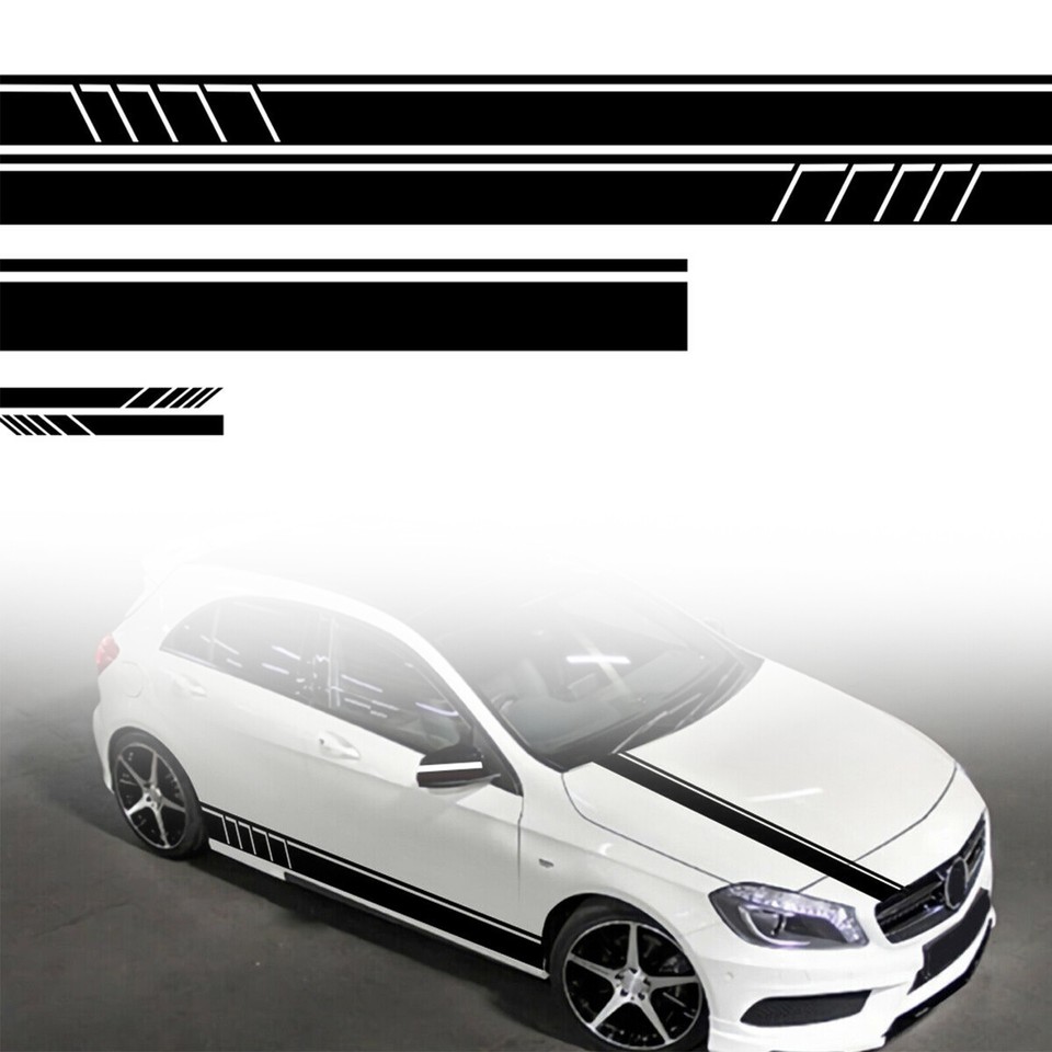 5Pcs Car Stripe Graphics Decals Side Body Vinyl Decals Racing Sport ...