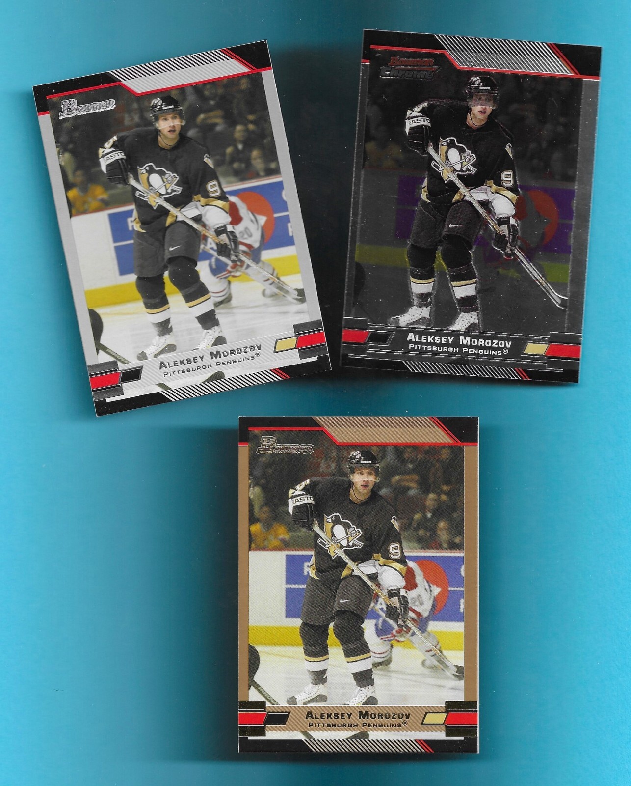 THE SET! ALEKSEI MOROZOV-PITTSBURGH! 2003-04 Bowman CHROME/GOLD/BASE ...