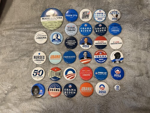 LOT OF 33 BARACK OBAMA PIN PINBACKS "ALL DIFFERENT" POLITICAL ...