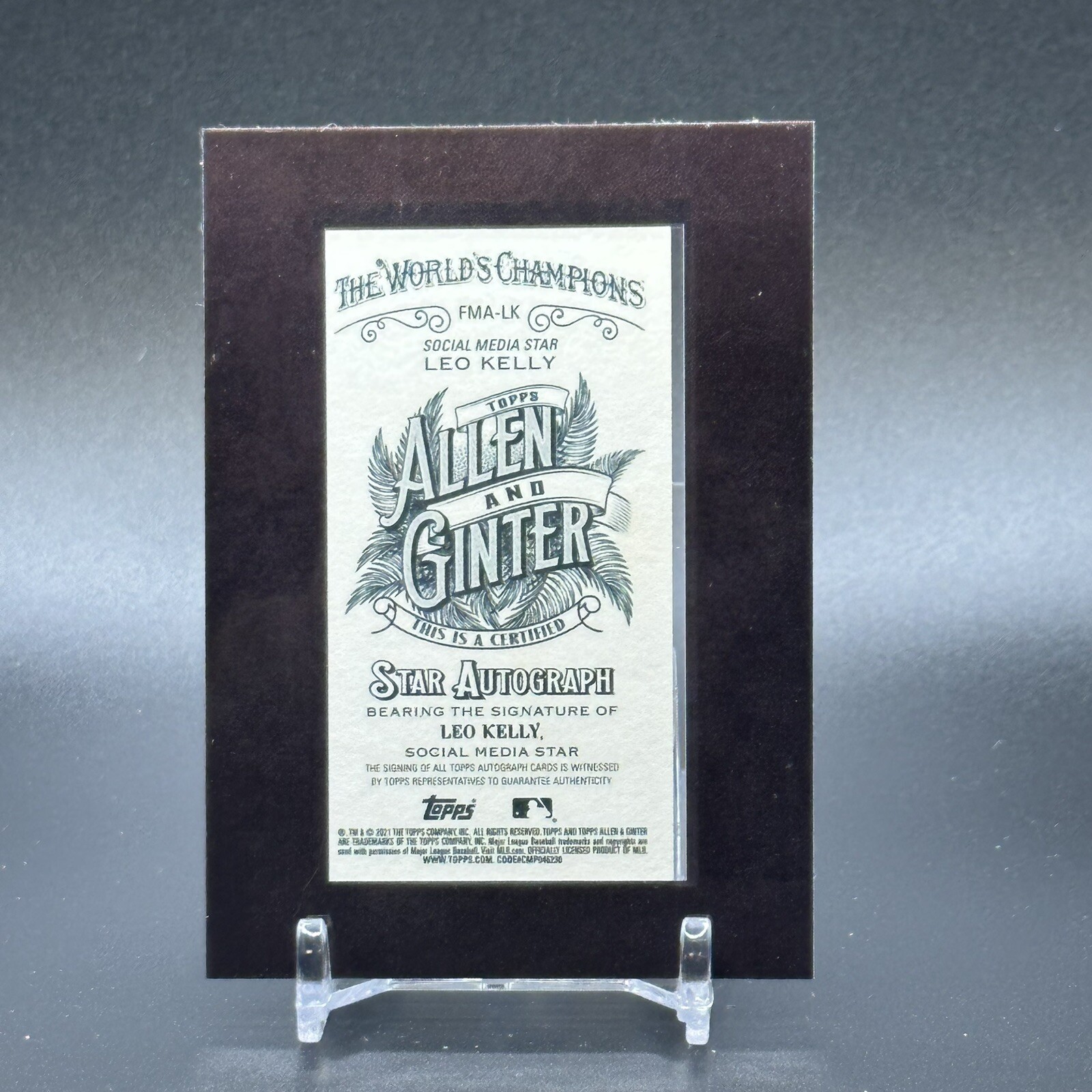 2021 Allen & Ginter Leo Kelly #'d 1 /25 Frame Mini Auto Black SP ...