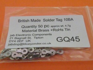 50 Pc Solder Tags 10BA Material 0.49mm Thick Quality BRITISH MADE *RoHs ...
