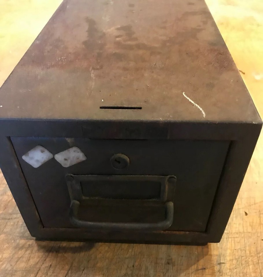 Vintage Art Steel Co NY File Index Card Box 1 Drawer 16”x 6.5”x 5 ...