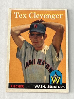 Vintage 1958 Topps Tex Clevenger Baseball Card #31 Washington Senators ...