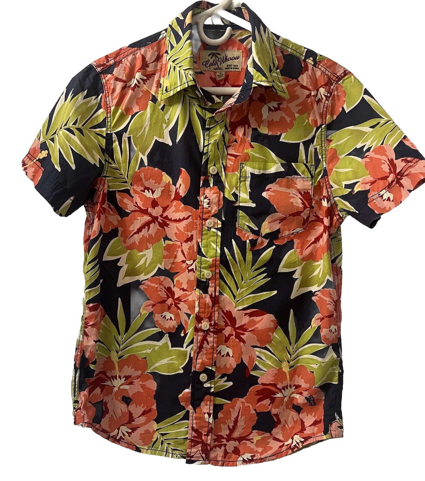 Hawaiian shirt for men Medium Cali Whoou Cotton Navy Green Red | eBay