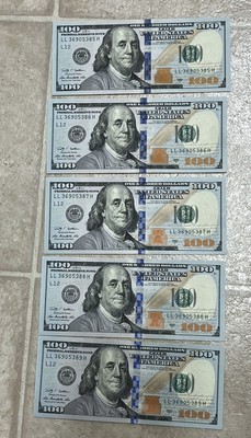 One Hundred Dollar Bills (5) Consecutive Serial Numbers | eBay