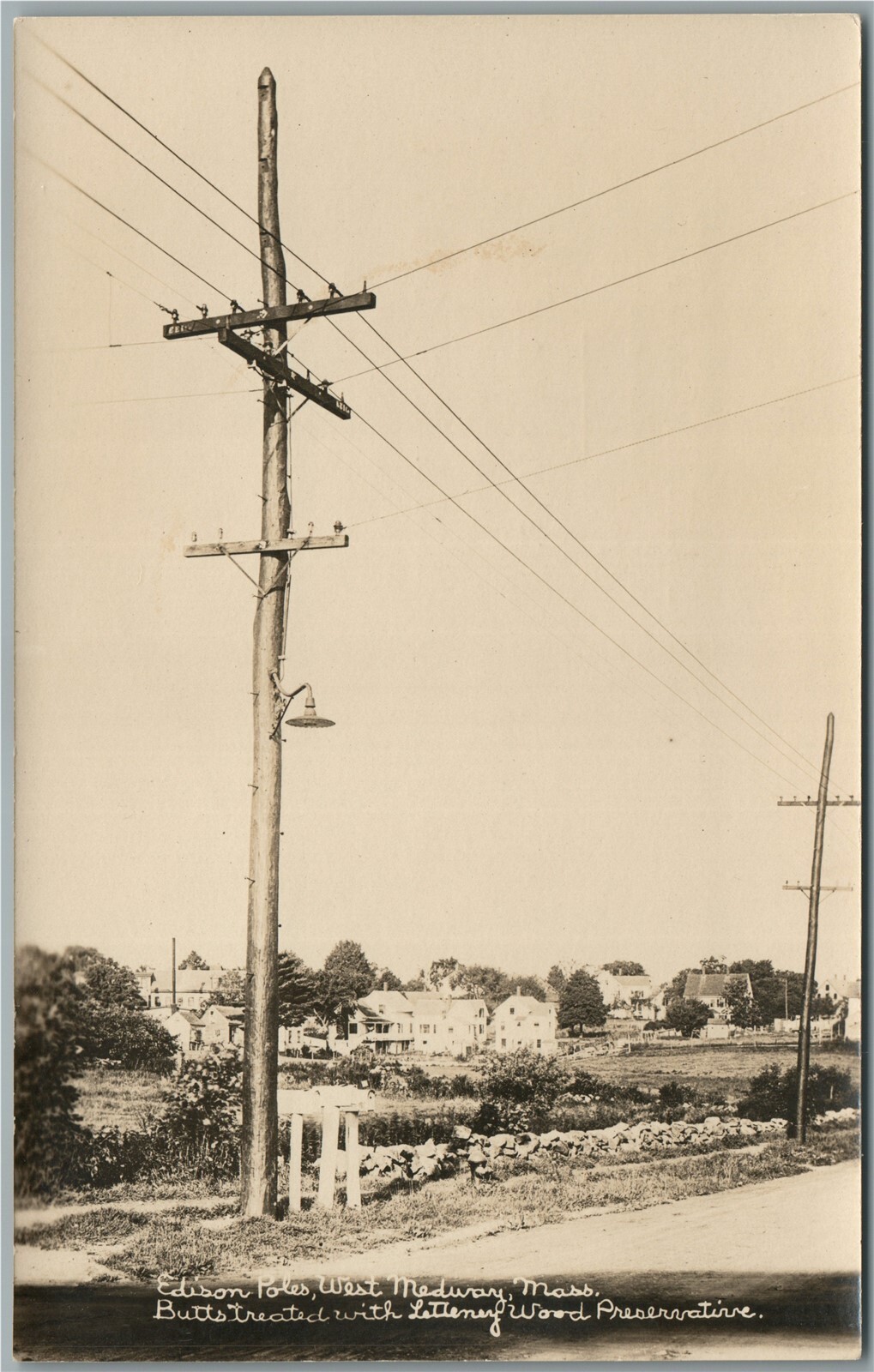 MEDWAY MA EDISON POLES ADVERTISING ANTIQUE REAL PHOTO POSTCARD RPPC | eBay