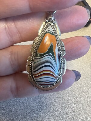 New Sterling Silver Fordite Southwest Style Pendant | eBay