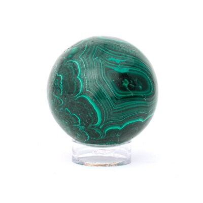 50-60mm Natural African Malachite Gemstone Sphere and Stand Display ...