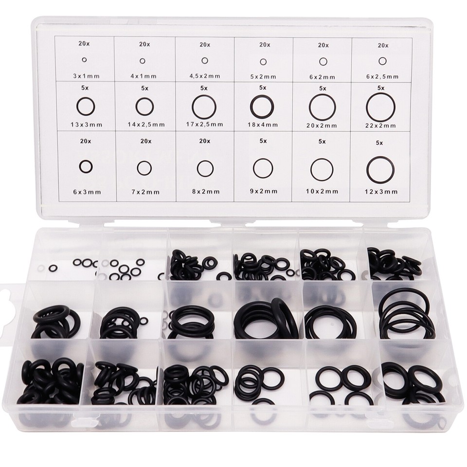 225pcs UNIVERSAL RUBBER O-RING ASSORTMENT SET GASKET AUTOMOTIVE SEAL ...