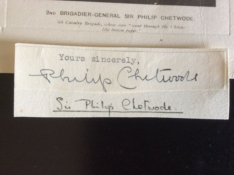 SIGNATURE Brigadier General Philip Chetwode BOER WAR * Daily Mail War ...