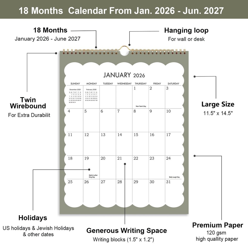 2026-2027 Wall Calendar - 2026 Vertical Wall Calendar Runs from Jan ...