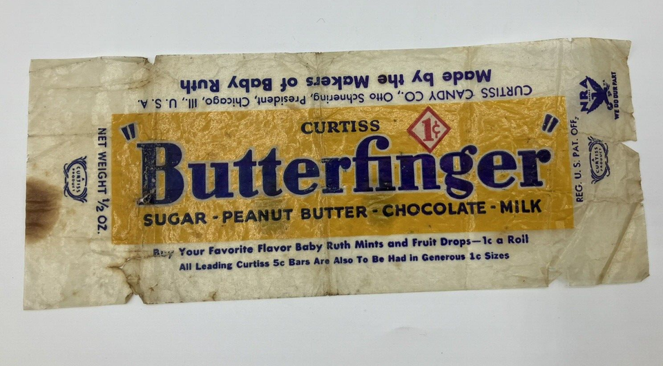 Vintage Original Butterfinger "One Cent" Wrapper 1/2 ounce, Curtis ...