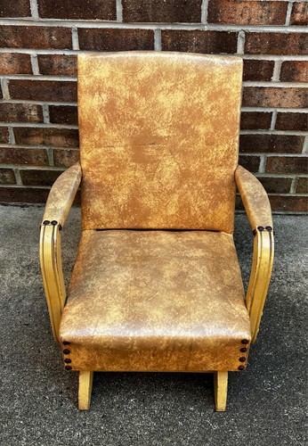 MCM 1940'S CHILDREN'S VINYL PLATFORM DANISH STYLE ROCKING CHAIR NAIL ...