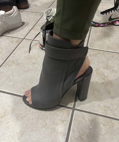 Vince Brigham Gray Peep Toe Booties | eBay