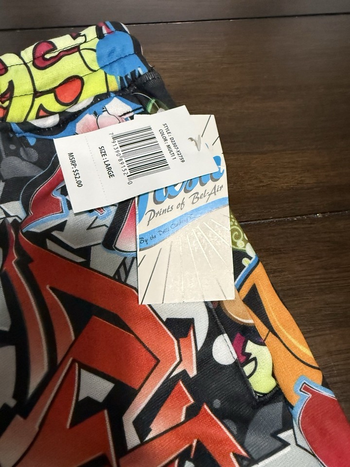 Fresh Prints Of Bel-Air Drill Board Shorts Paint Graffiti Large New ...