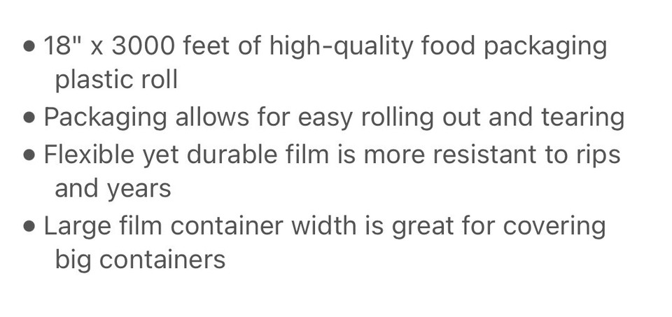 Member's Mark Food Service Plastic Saran Storage Film Wrap~18” X 3000 ...