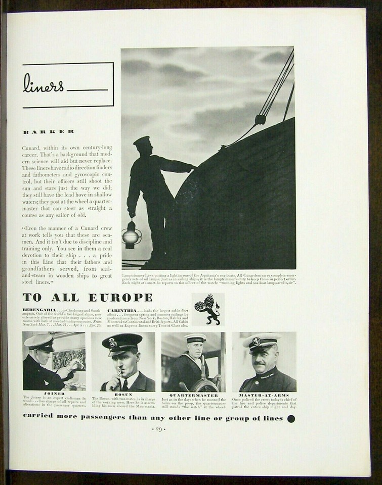 Cunard line 2 page ad And Oberammergau Passion Play Fortune March 1934 ...