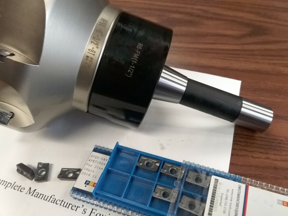 6" 90 degree indexable face shell mill & 20 extra APKT1604 inserts w ...