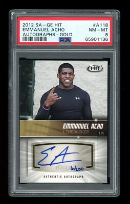 2012 Sage Hit Emmanuel Acho PSA 8 Gold AUTO /250 #A118 | eBay