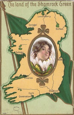 Pre-Independence Map of Unpartitioned IRELAND - 1911 - EMBOSSED ...